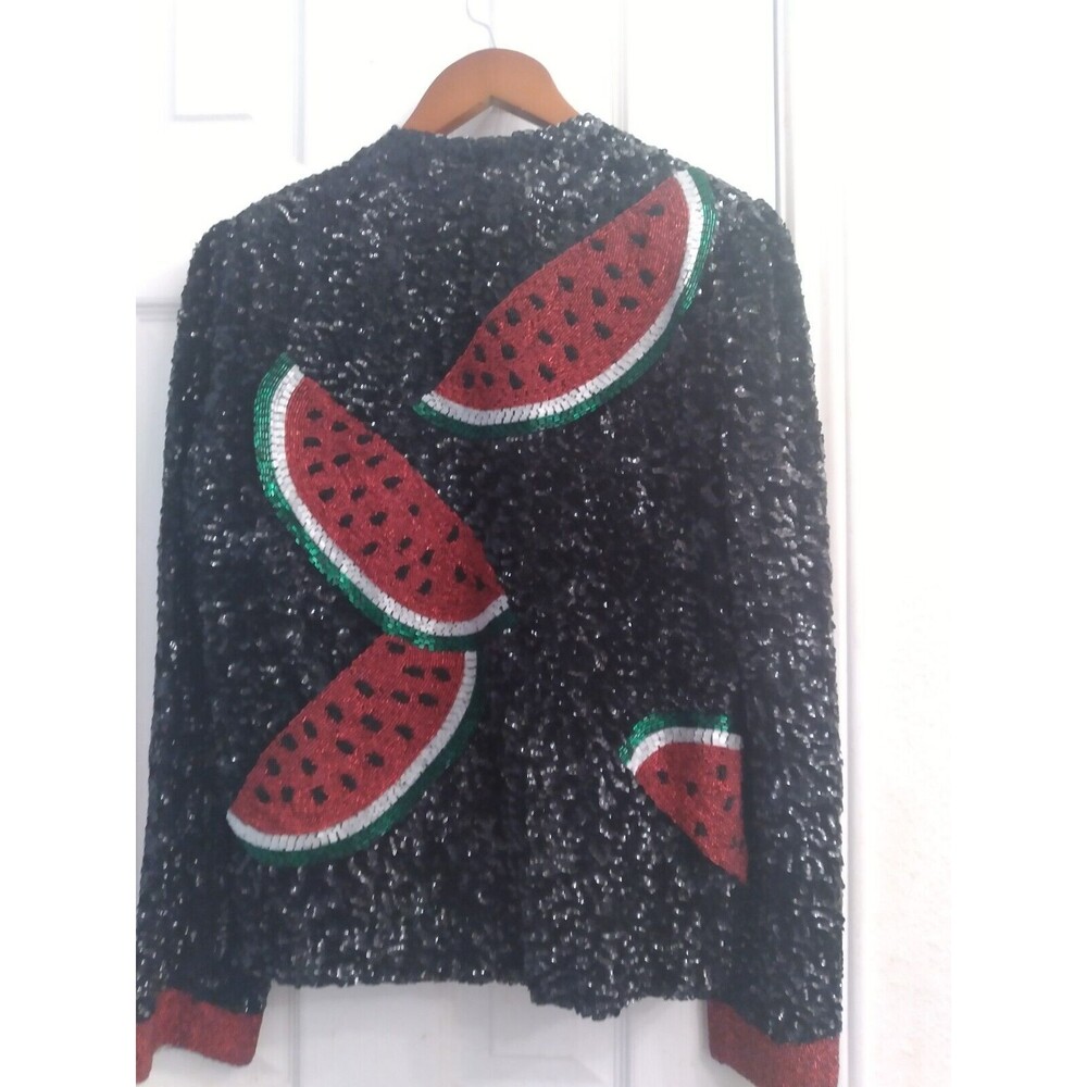Festive Watermelon Sequin Cardigan Black Sparkly Summ… - Gem